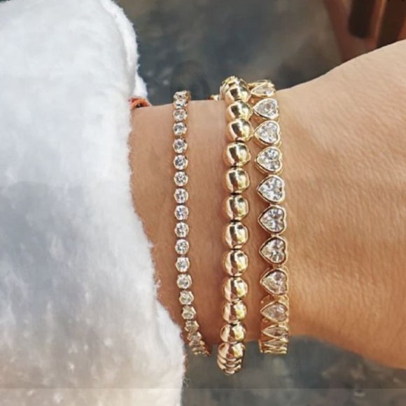 PANDORABOX BOUTIQUE | Jewelry | Heart Shaped Diamond Bezel Tennis ...